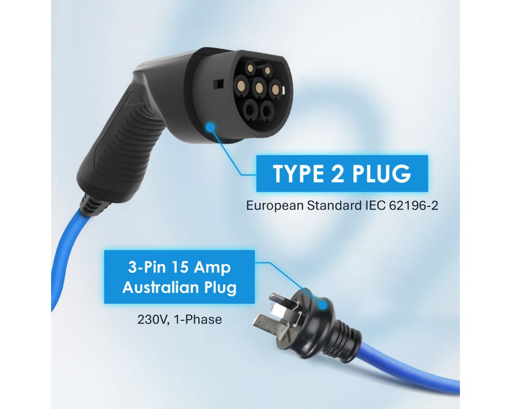 Mini Portable Type 2 EV Charger | 15 Amp Plug | EVSE Australia