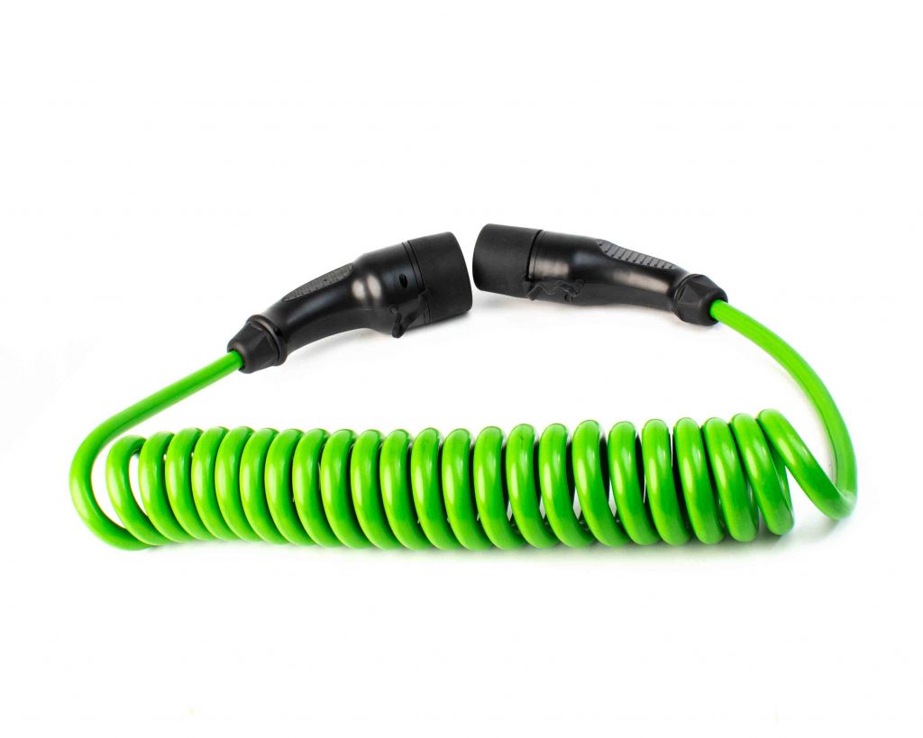 Hi-Vis Coiled Type 2 to Type 2 EV Charging Cable | 5 Metre | 7kW