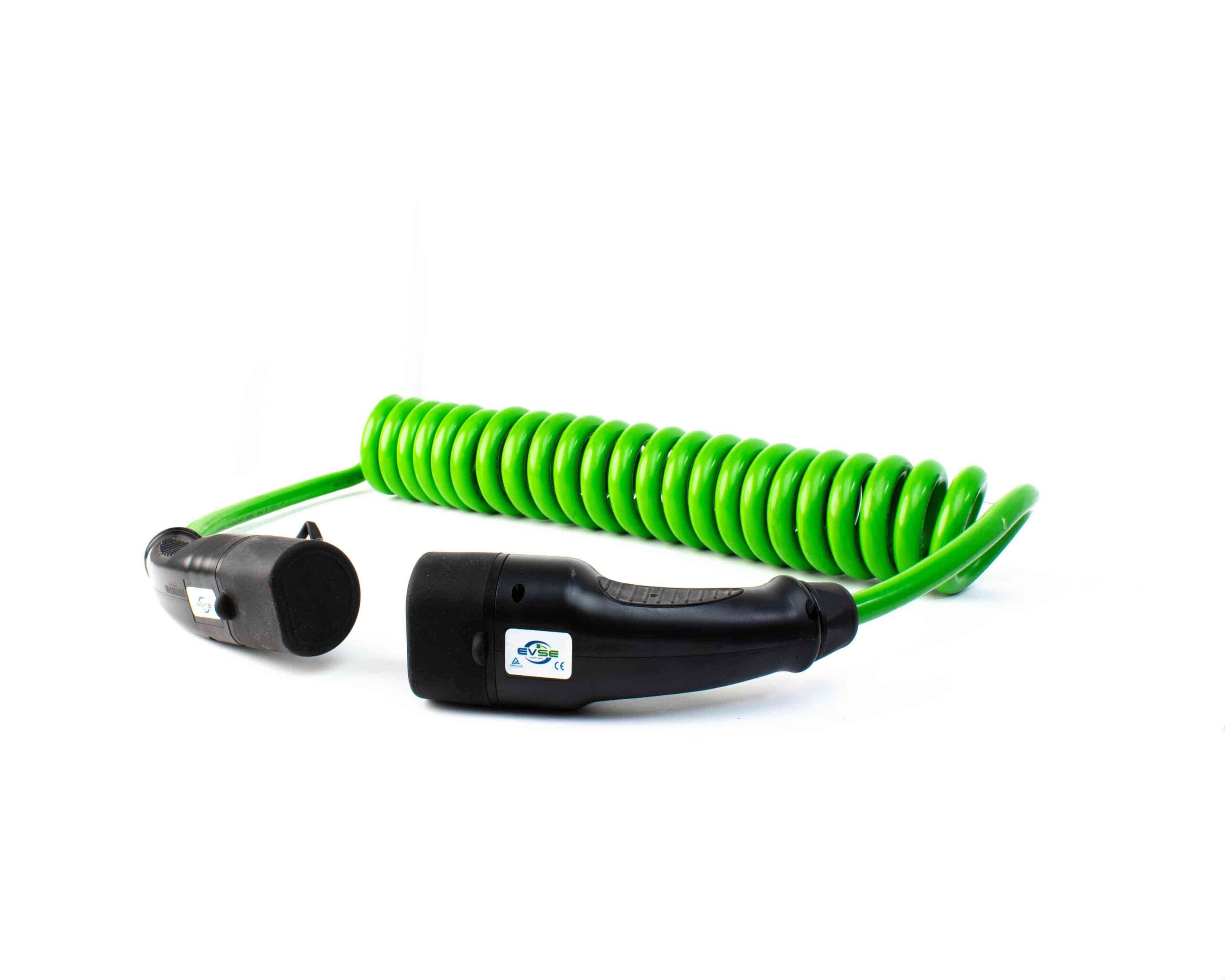 Hi-Vis Coiled Type 2 to Type 2 EV Charging Cable | 5 Metre | 7kW