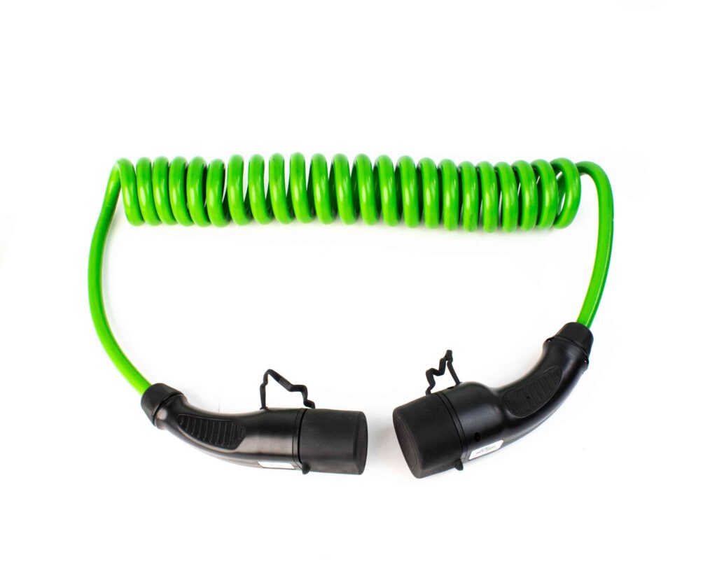 Hi-Vis Coiled Type 2 to Type 2 EV Charging Cable | 5 Metre | 7kW